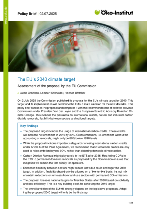 The proposed 2040 climate target for the EU | oeko.de