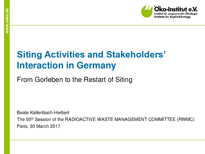 Siting Activities and Stakeholders’ Interaction in Germany | oeko.de