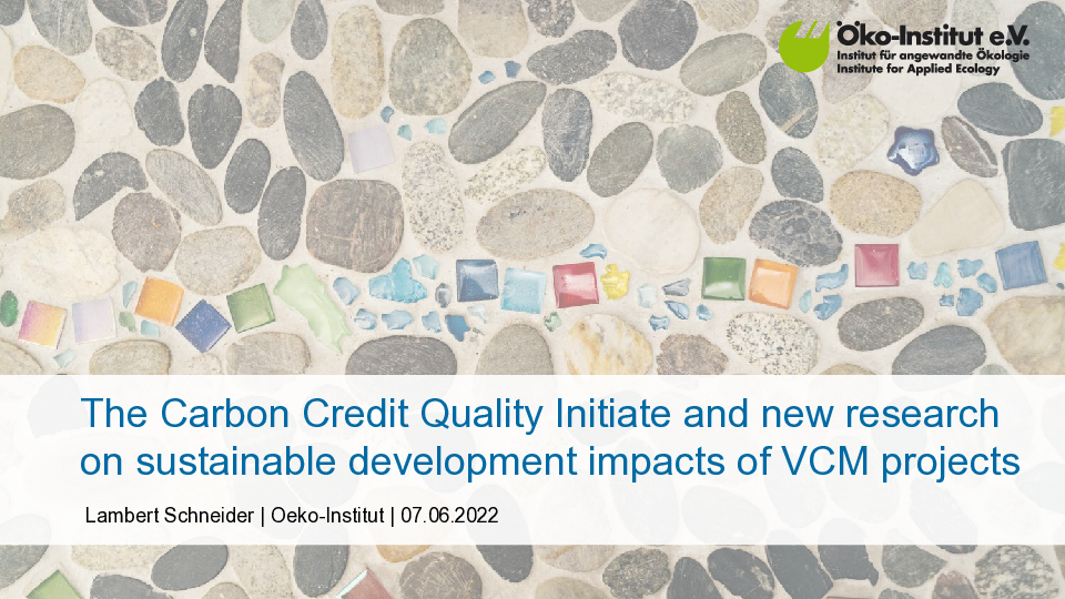 The Carbon Credit Quality Initiate and new research on sustainable ...