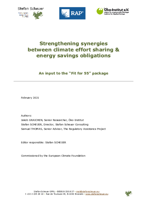 Strengthening synergies between climate effort sharing & energy savings ...