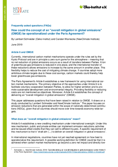 How could the concept of an "overall mitigation in global emissions ...